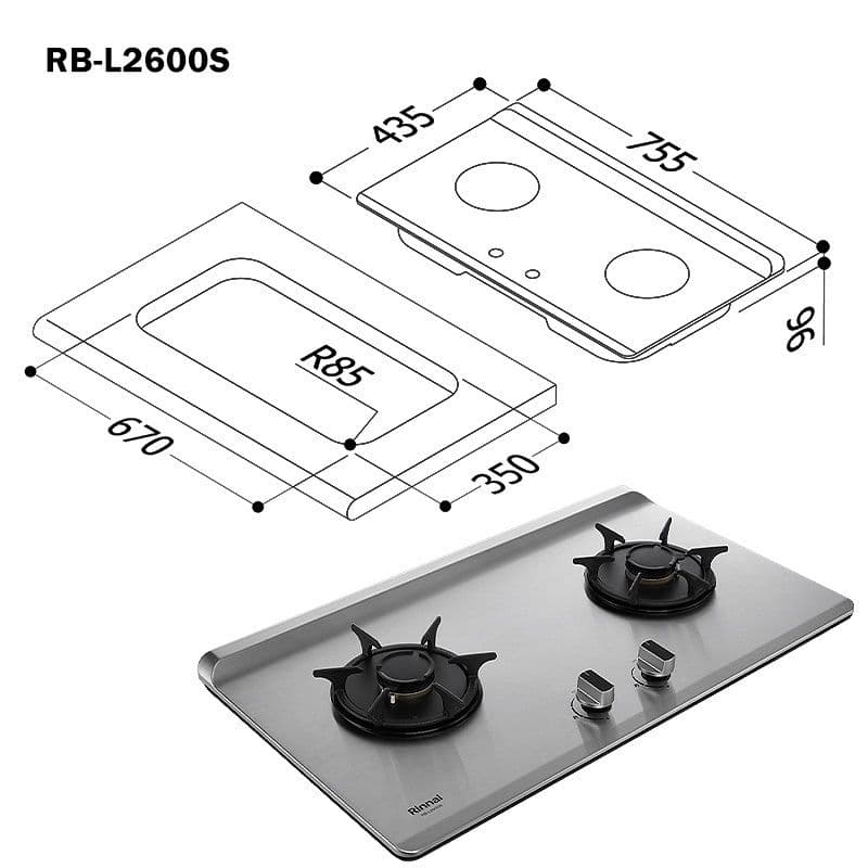 【林內】【RB-L2600S】檯面式彩焱不銹鋼瓦斯爐 (桶裝瓦斯)LPG(含全台安裝) - 鮮拾