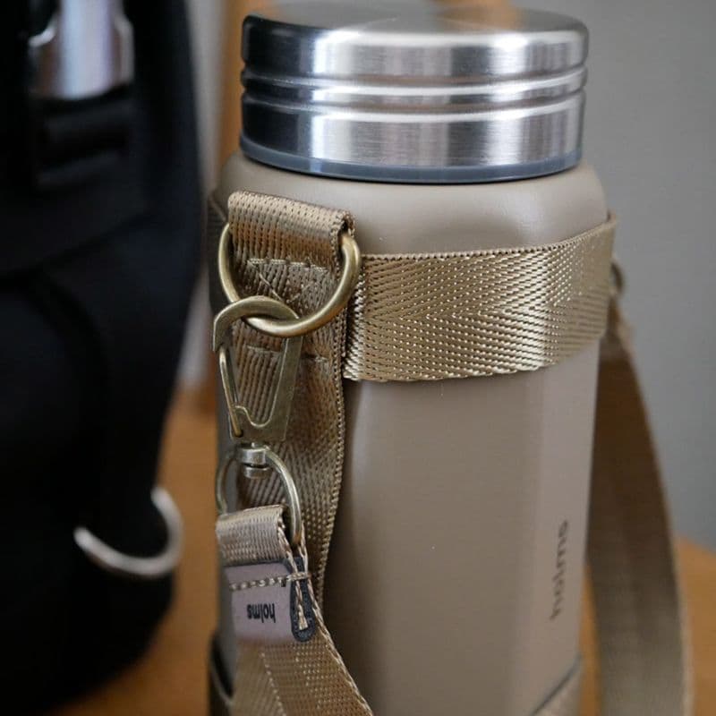 【CB JAPAN】日本 HOLMS 質感 工業風 八角型保溫瓶 340ml (2色可選) 附提帶隨身保溫瓶 隨行杯 - 鮮拾