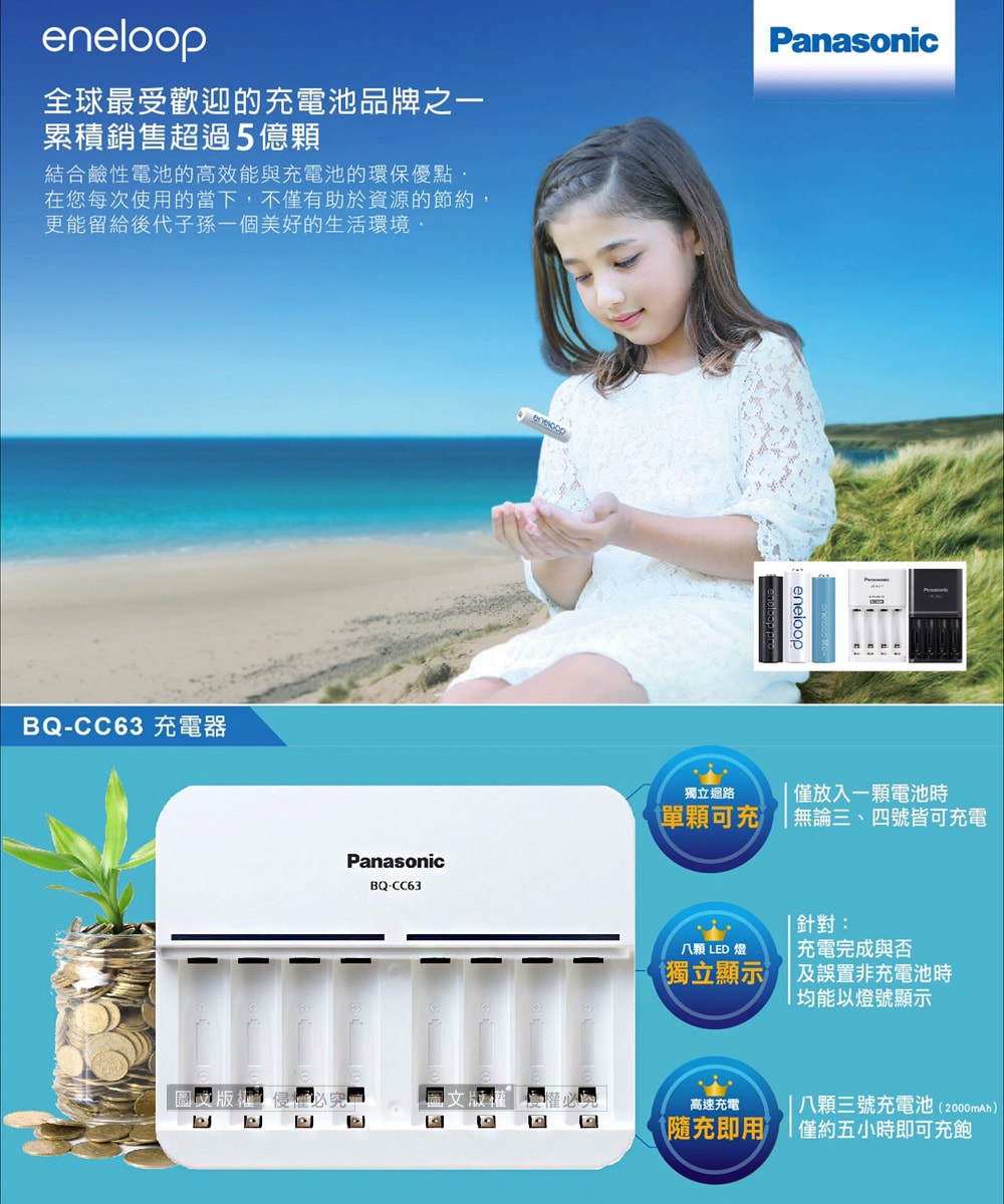 【Panasonic 國際牌】eneloop 智控型8槽 鎳氫急速充電器 BQ-CC63 - 鮮拾