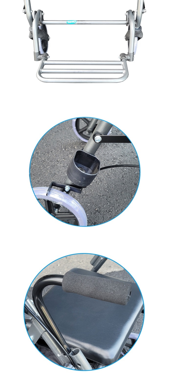 【海夫健康生活館】耀宏 機械式助行器 (未滅菌) YAHO 耀宏 可收合 鋁合金兩用四輪車(YH132-1) - 鮮拾