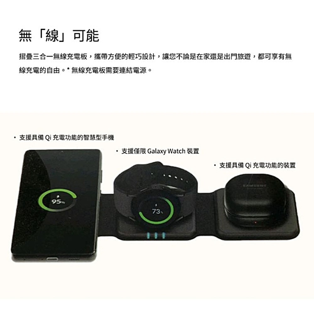 【Samsung 三星】ITFIT 摺疊三合一無線充電板 ITFITPW09 - 鮮拾