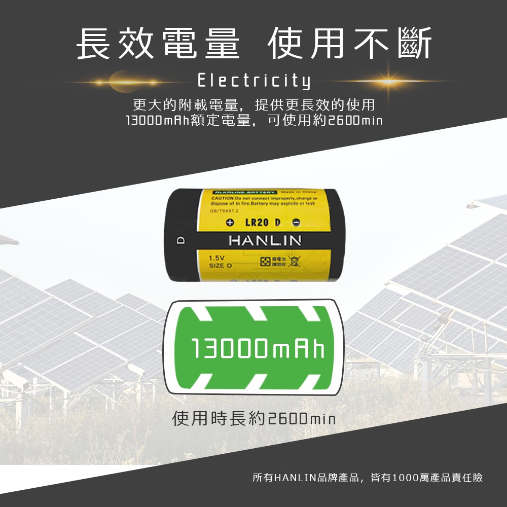 【HANLIN】HANLIN-LR20D 長效1號D鹼性電池 - 鮮拾